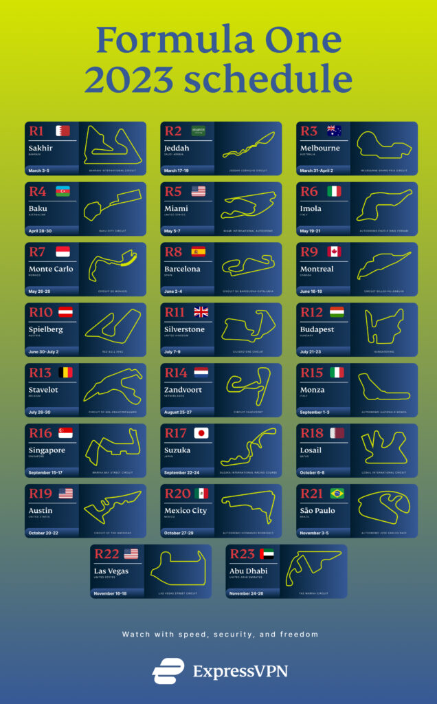 Formula 1 Calendar 2023: Full 23-Race Schedule | ExpressVPN Blog