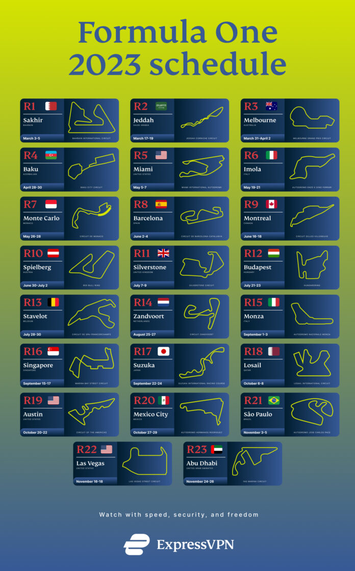 Formula 1 Calendar 2023: Full 23-Race Schedule | ExpressVPN Blog
